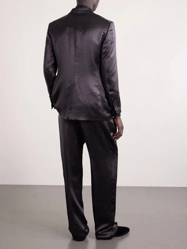 TOM FORD Double-breasted Polka-dot Satin-jacquard Tuxedo Jacket