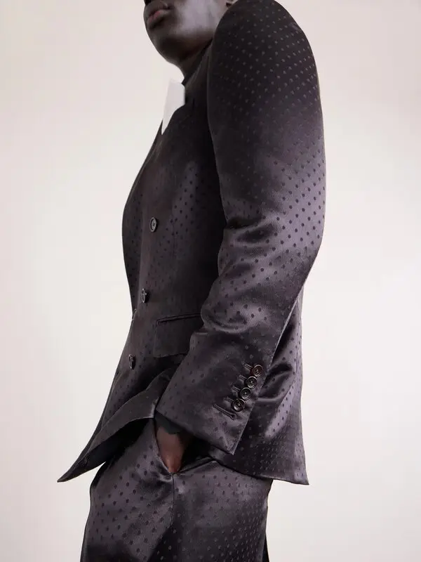 TOM FORD Double-breasted Polka-dot Satin-jacquard Tuxedo Jacket