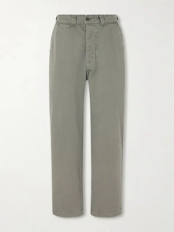REMI RELIEF Straight-leg Cotton Trousers - Green