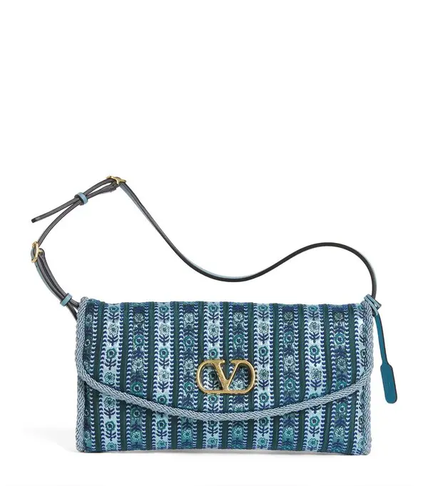 Valentino Garavani Small Jacquard Shoulder Bag - Blue