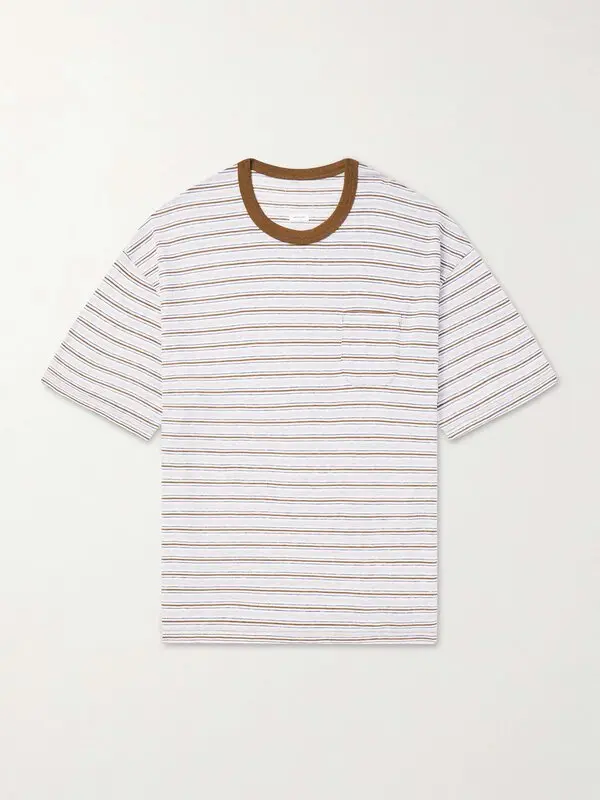 Visvim Striped Wool And Cotton-blend T-shirt - Brown