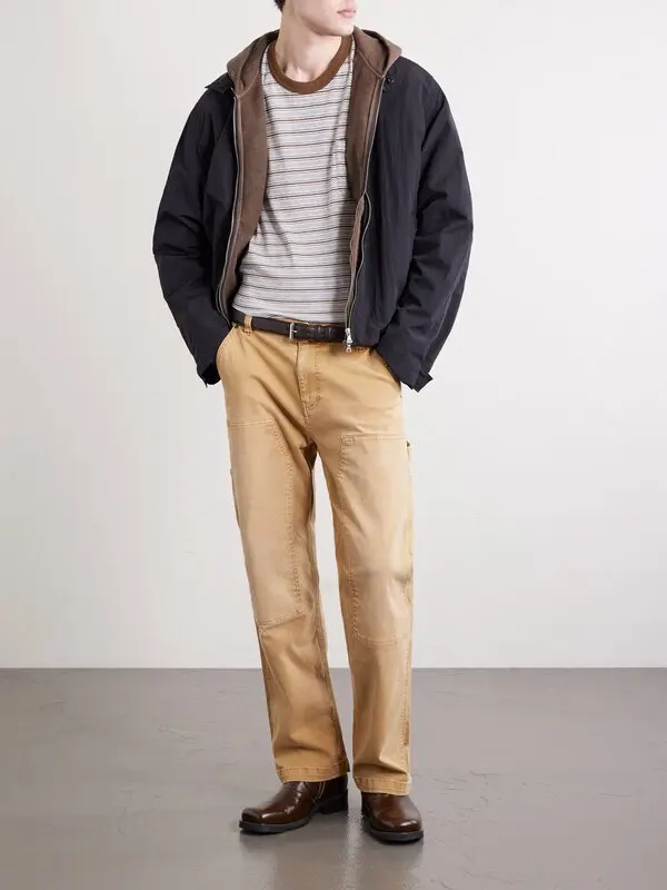 Visvim Striped Wool And Cotton-blend T-shirt - Brown
