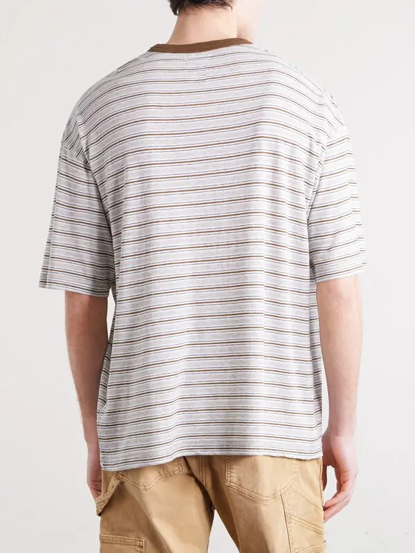 Visvim Striped Wool And Cotton-blend T-shirt - Brown