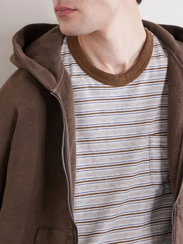 Visvim Striped Wool And Cotton-blend T-shirt - Brown