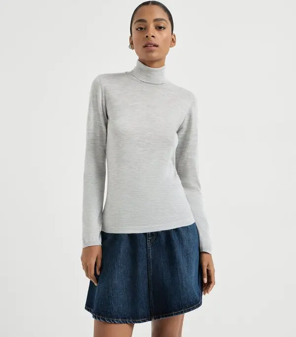Brunello Cucinelli Cashmere-silk Rollneck Sweater - Grey