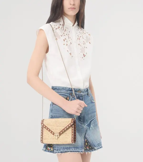 Valentino Garavani Mini Straw Rockstud Cross-body Bag