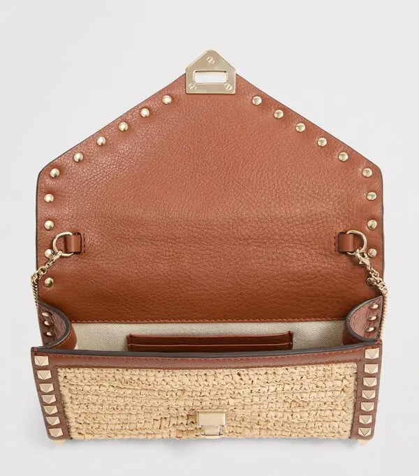 Valentino Garavani Mini Straw Rockstud Cross-body Bag