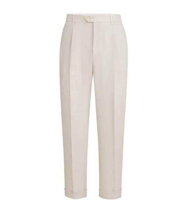 Brunello Cucinelli Linen Pleated Trousers - Beige