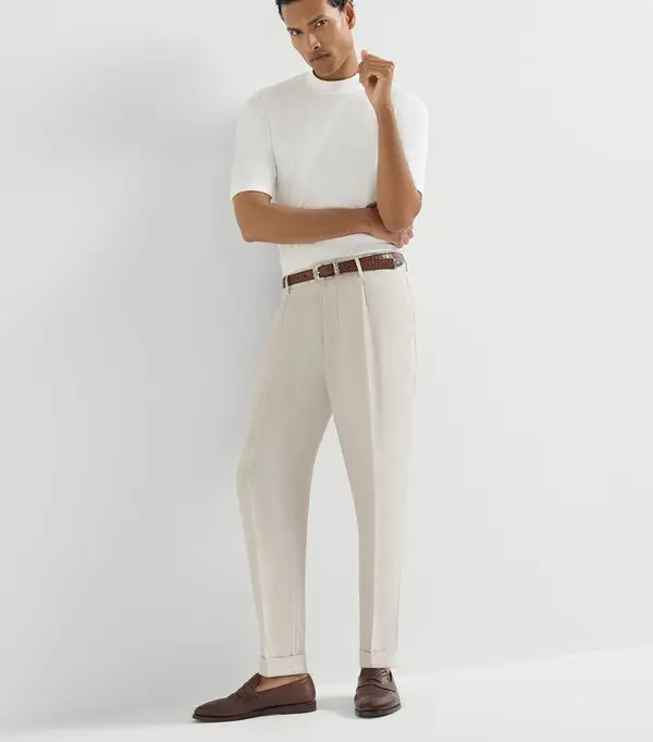 Brunello Cucinelli Linen Pleated Trousers - Beige