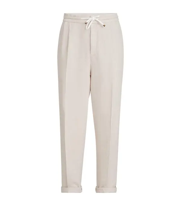 Brunello Cucinelli Linen Gabardine Drawstring Trousers - Beige