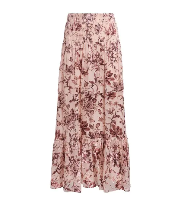 Alice + Olivia Stevie Smocked Floral Maxi Skirt