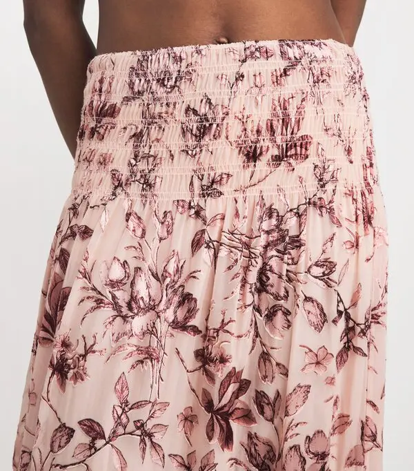Alice + Olivia Stevie Smocked Floral Maxi Skirt