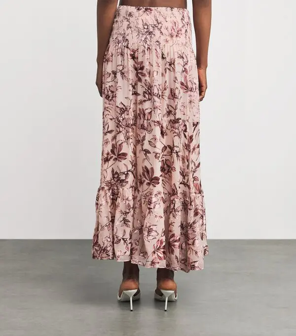 Alice + Olivia Stevie Smocked Floral Maxi Skirt