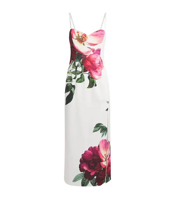 Alice + Olivia Floral Print Nina Midi Dress - Ivory
