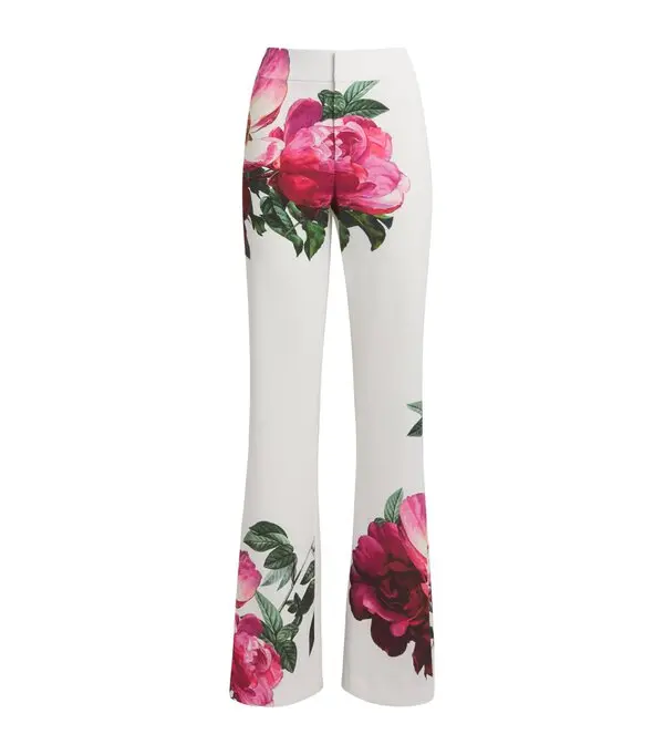 Alice + Olivia Floral Print Flared Trousers - Ivory