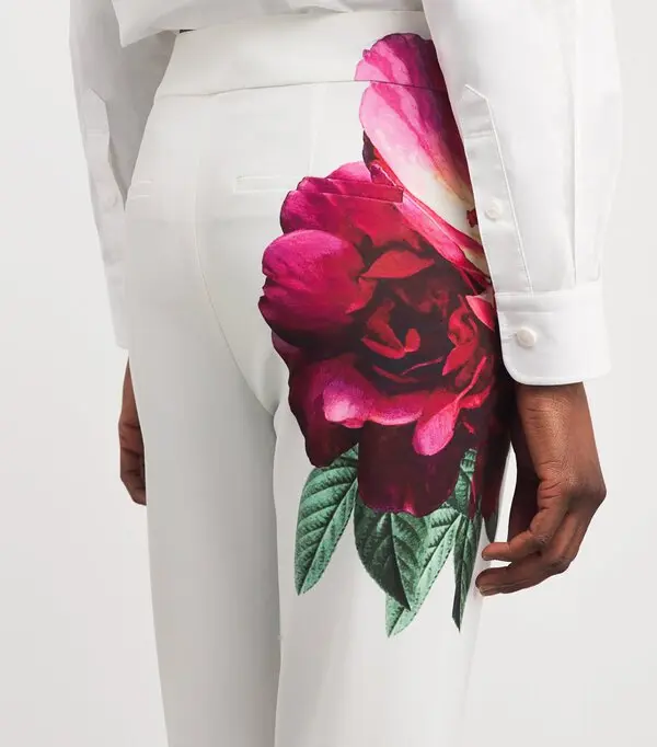 Alice + Olivia Floral Print Flared Trousers - Ivory