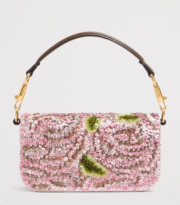 Valentino Garavani Small Embellished Locò Shoulder Bag - Pink