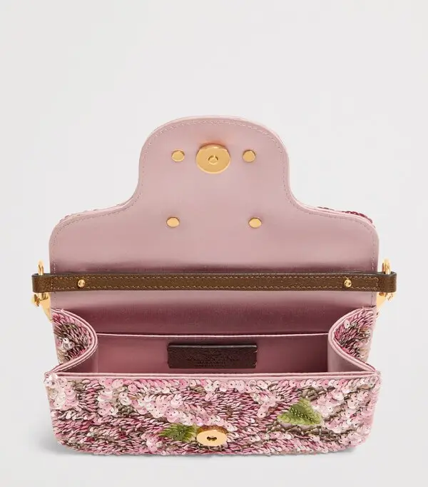 Valentino Garavani Small Embellished Locò Shoulder Bag - Pink