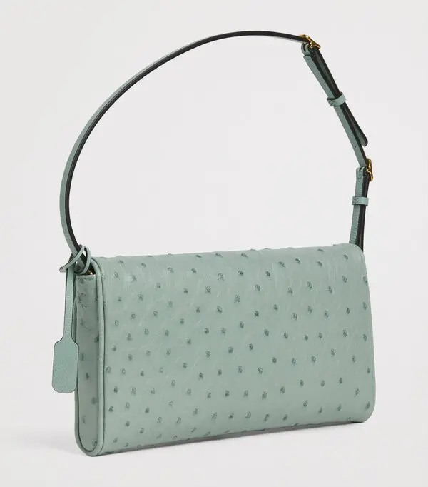 Valentino Garavani Small Ostrich Leather Shoulder Bag - Green
