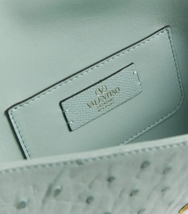 Valentino Garavani Small Ostrich Leather Shoulder Bag - Green