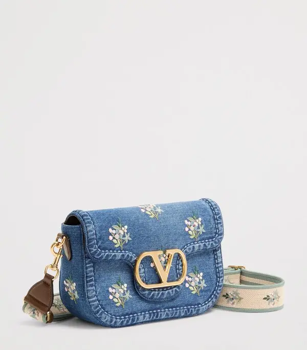 Valentino Garavani Embroidered Locò Shoulder Bag - Blue
