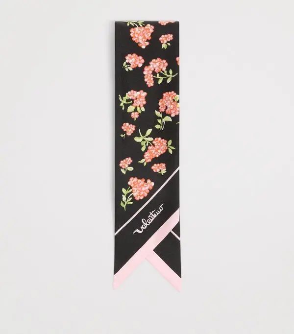 Valentino Garavani Silk Floral Skinny Scarf - Black
