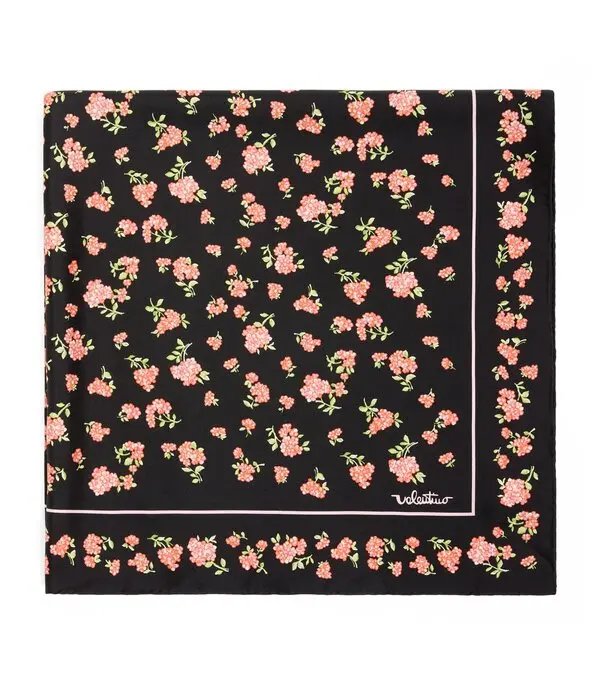 Valentino Garavani Silk Floral Scarf - Black