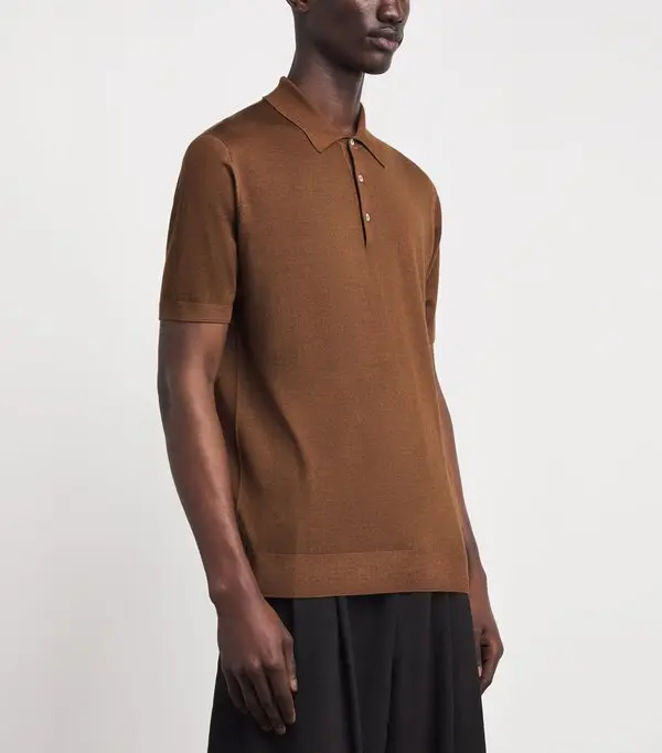 Corneliani Cashmere-silk Polo Shirt - Brown