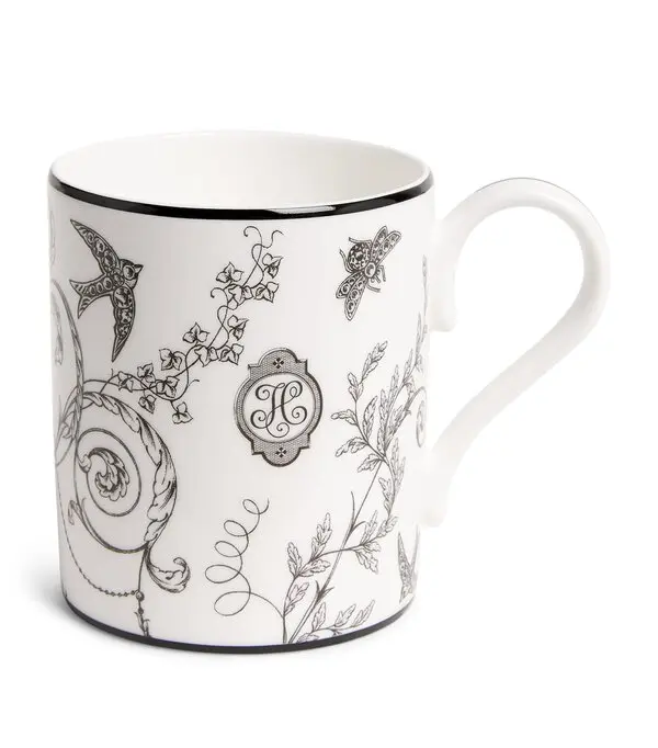 Harrods Bone China Archive Lace Mug - White