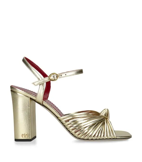 Valentino Garavani Leather Heeled Sandals - Gold