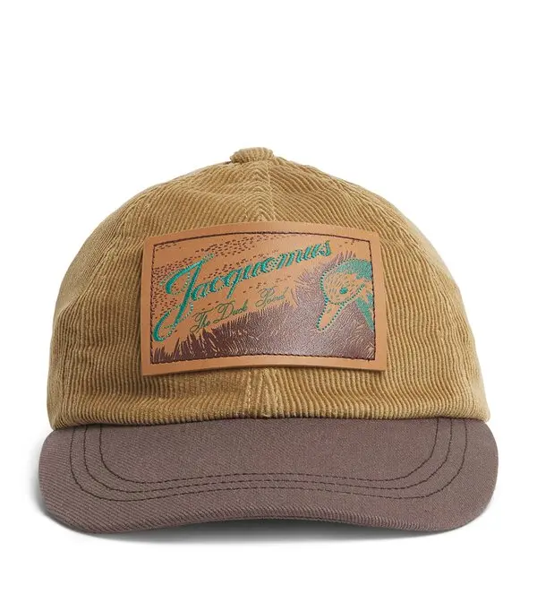 Jacquemus Corduroy Cap With Patch - Brown