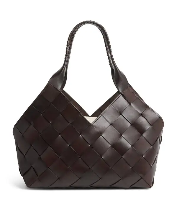 Dragon Diffusion Leather Woven Castello Shoulder Bag - Brown