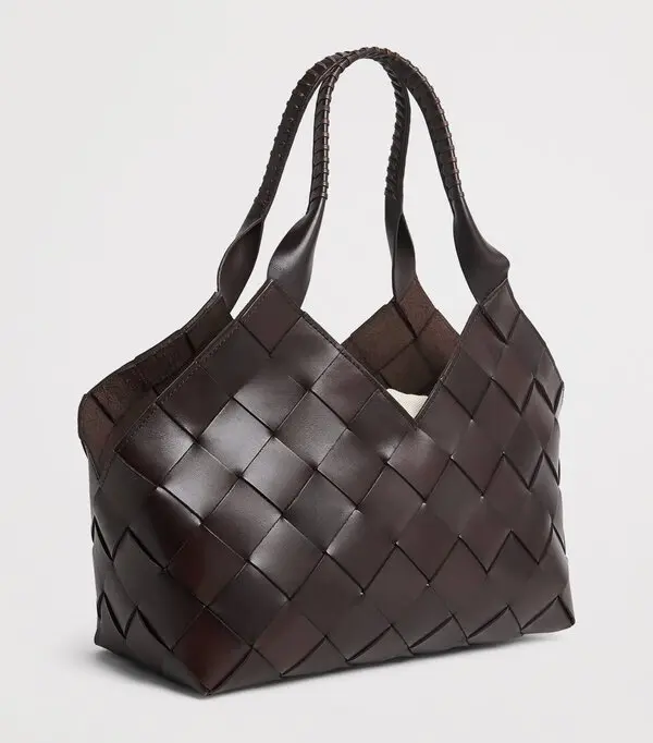 Dragon Diffusion Leather Woven Castello Shoulder Bag - Brown