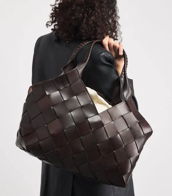 Dragon Diffusion Leather Woven Castello Shoulder Bag - Brown