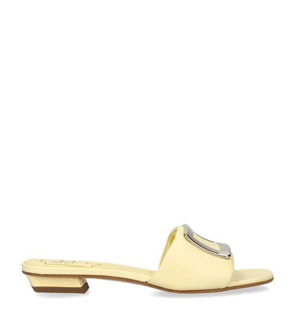 ROGER VIVIER Leather Belle Vivier Mules - Yellow