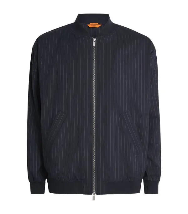 Barena Venezia Stretch-virgin Wool Pinstripe Bomber Jacket - Navy