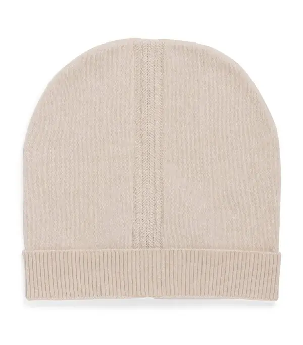 Colombo Cashmere Herringbone Beanie - Beige
