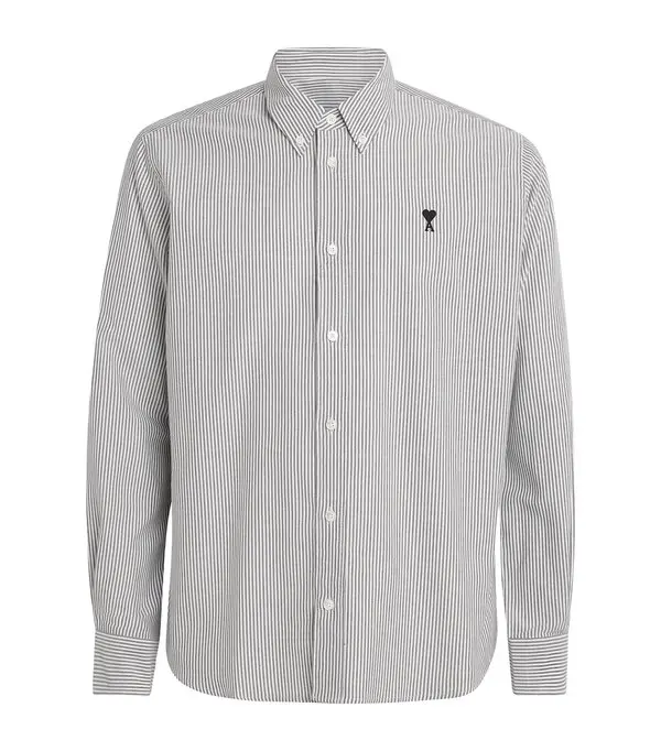 Ami Cotton Logo Button-down Shirt - Black