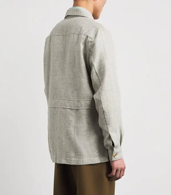 100HANDS Linen-wool Herringbone Overshirt