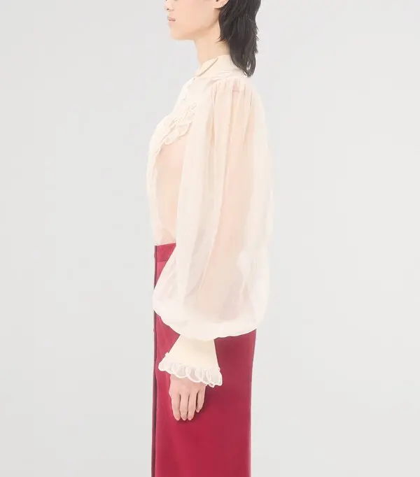 Valentino Garavani Silk Organza Embroidered Shirt - White