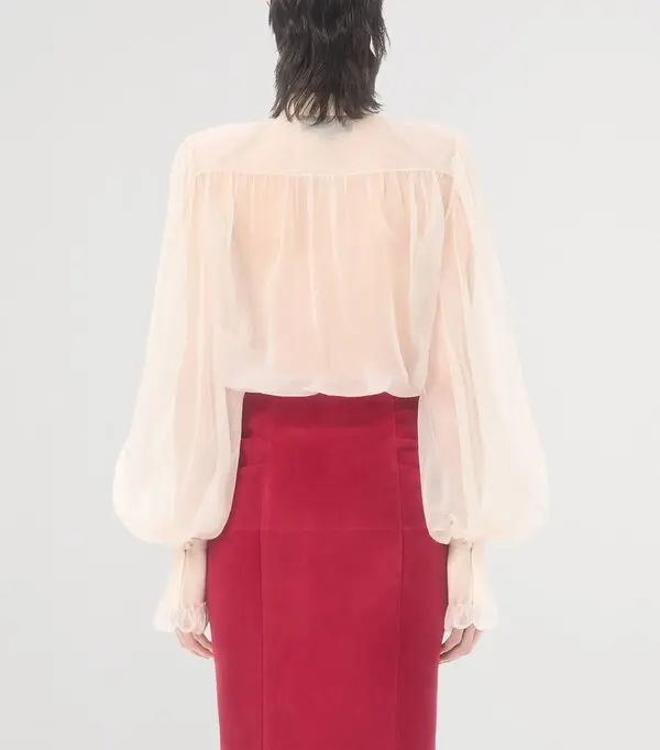 Valentino Garavani Silk Organza Embroidered Shirt - White