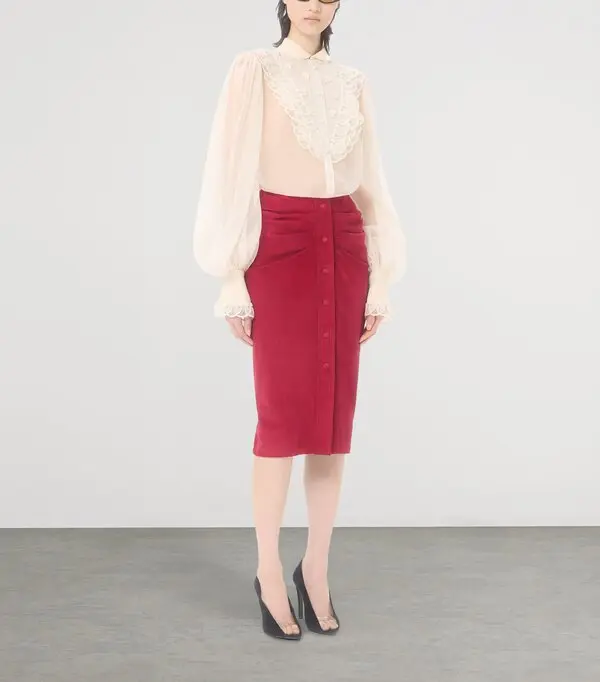 Valentino Garavani Silk Organza Embroidered Shirt - White