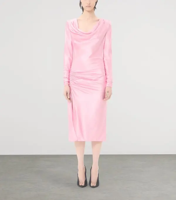 Valentino Garavani Silk Draped Midi Dress In Pink | Editorialist