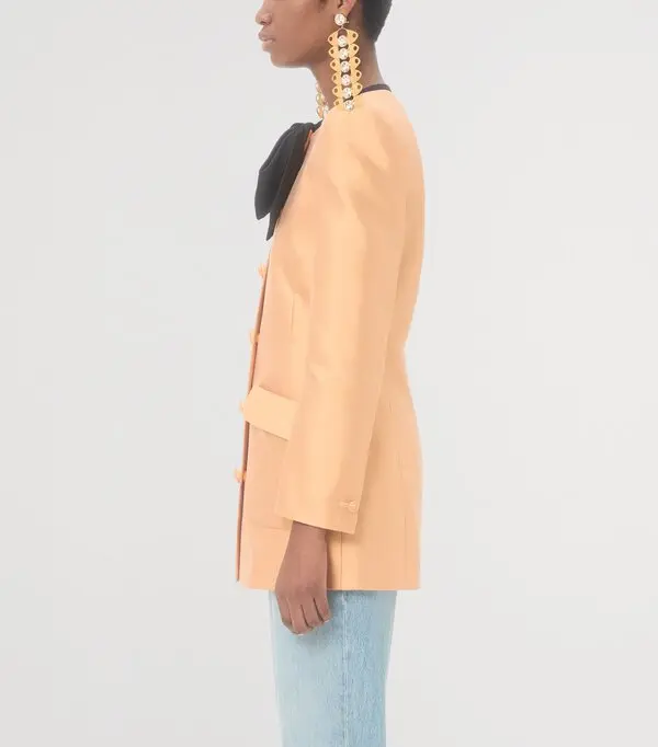 Valentino Garavani Silk Tie Detailed Jacket - Orange