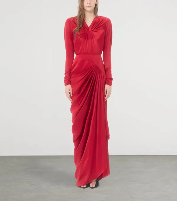 Valentino Garavani Silk Satin Draped Gown