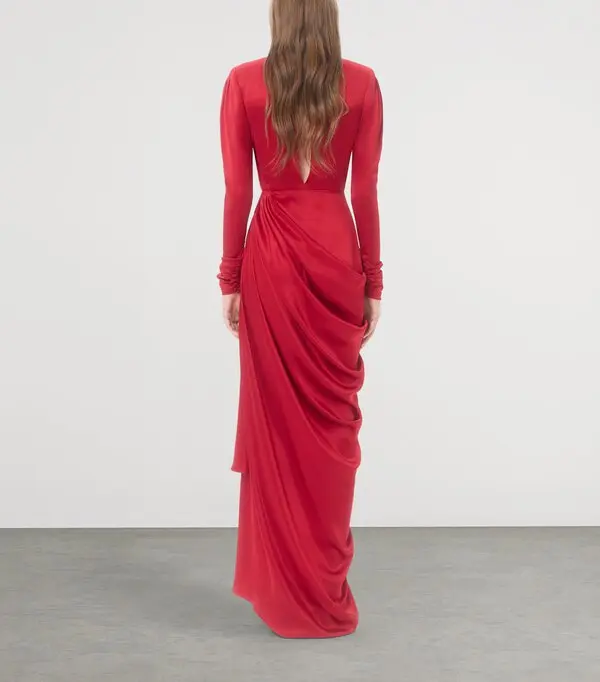 Valentino Garavani Silk Satin Draped Gown