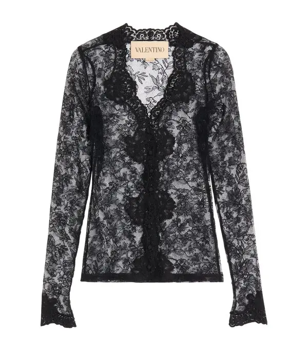 Valentino Garavani Lace V-neck Cardigan - Black