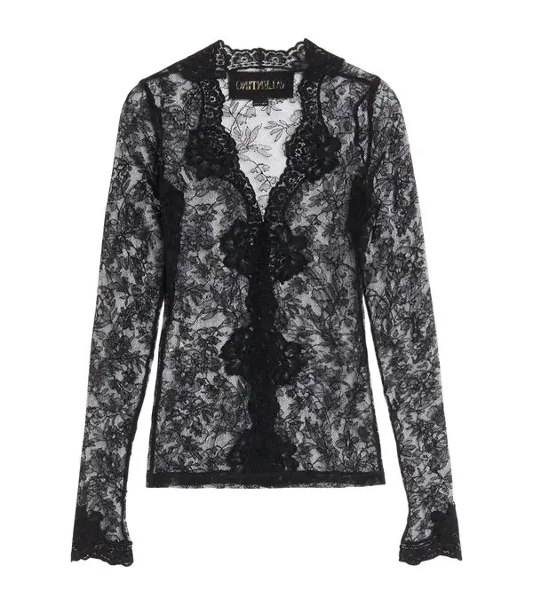 Valentino Garavani Lace V-neck Cardigan - Black
