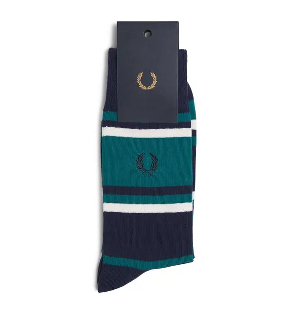 Fred Perry Cotton-blend Tennis Stripe Crew Socks - Blue