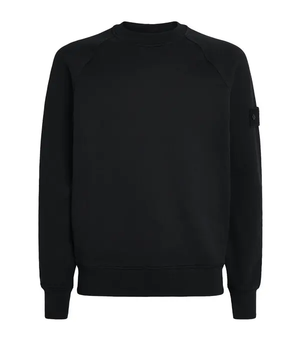 Stone Island Organic Cotton Raglan-sleeve Sweatshirt - Black